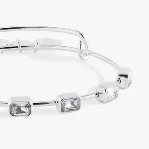 ALEX AND ANI Emerald Cut Birthstone Bangle - Silver 